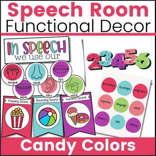 Functional Speech Therapy Room Decor - Speech Room Decor - Candy Colors