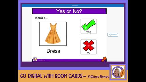 Boom™ Cards: YES or NO Photo to Word Match- CLOTHES Theme by Katrina Bevan