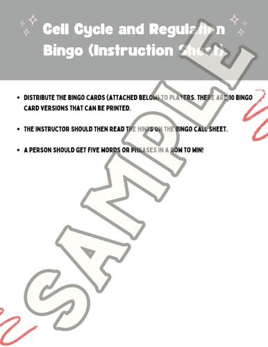 AP Biology Unit 4.5-4.6 Bingo Activity: Cell Cycle and Regulation