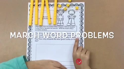 2nd Grade Math Word Problems for March in English CCSS 2.OA.1 | TPT