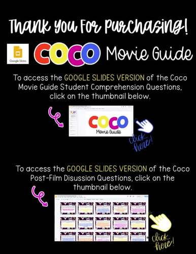 COCO Movie Guide Companion by Megan and the Middles | TPT
