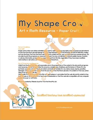 Crow Math Craft | 2D Shapes by From the Pond | TPT