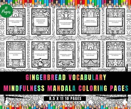 Gingerbread Vocabulary, Bulletin Board, Printable Coloring Sheets