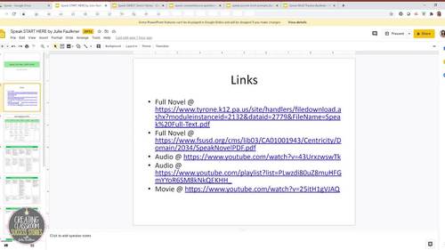 Speak Novel Study Unit Plan, Literature Guide, Lesson Plans by Julie ...