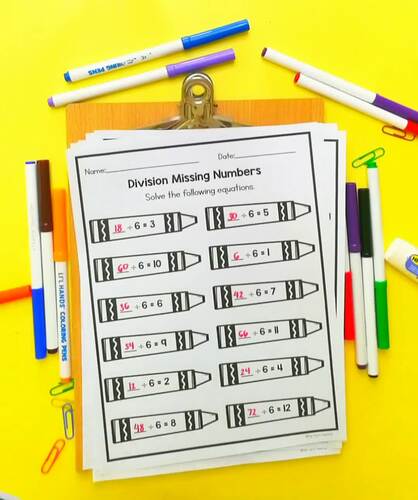 Division Missing Numbers Worksheet by The Joy in Teaching | TPT