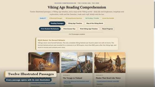Vikings Reading Comprehension Passages - Viking Age Unit with Timeline ...