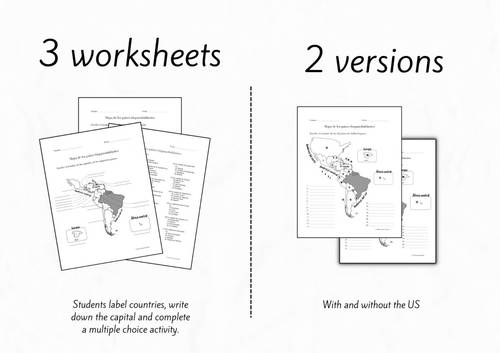 Spanish Speaking Countries - 3 Worksheets and 2 Free Maps - HHM ...