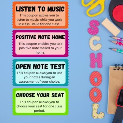 Editable Student Reward Coupons Template – Whole Class Reward System