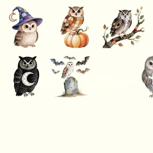 Haunted Forest Owls PNG • 19 Digital Clipart Files • Transparent Background