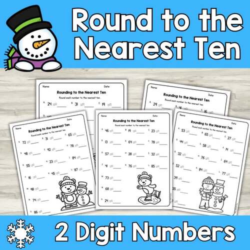 Winter Rounding Round to the Nearest 10 ten | 2 Digit Numbers Bundle ...