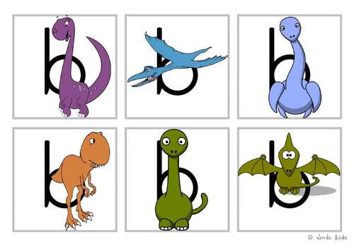 Visual Perceptual Literacy Support Cards Dinosaur Alphabet by Words Aside