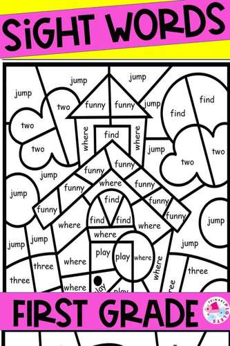 Back to School Color by Code Sight Words 1st Grade Coloring Pages Fry 51-75