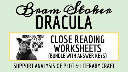 Dracula by Bram Stoker Analysis Worksheets | Gothic Literature Activities