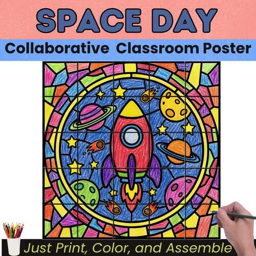 National Space Day Activity | Collaborative Coloring Poster | Solar System