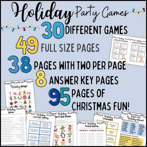 Holiday Games Pack | 30 Party Games for Kids & Families | Winter ...