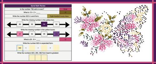 BUTTERFLY Spiral Math Review for 1st or 2nd grade - Digital Pixels #47
