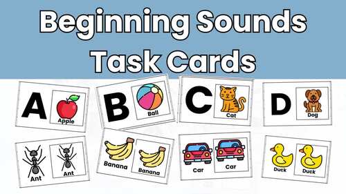 Beginning Sounds Task Cards | Alphabet Phonics Matching | Special Education