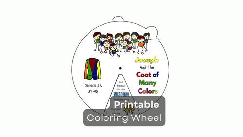 Joseph and the Coat of Many Colors Coloring Wheel, Printable Sunday ...