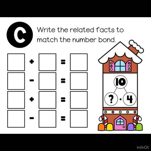 Gingerbread Man Number Bonds & Families 6–10 Task Cards – 1st Grade Math
