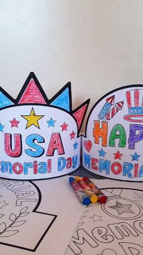 Memorial Day Crown Craft, USA Patriotic Hat Headband Coloring Pages ...