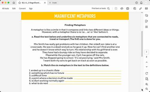 ESL Upper Intermediate Lesson: Learn Magnificent Metaphors | TPT