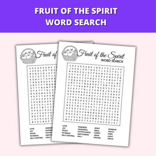 Fruit of the Spirit Word Search Printable, Bible Activity for Kids ...