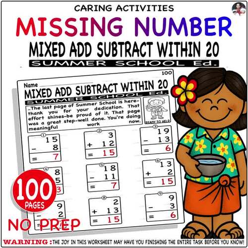 Addition & subtraction fluency within 20 missing number Go - Summer ...
