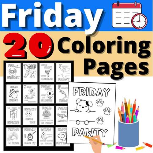 Fun Friday Coloring Pages Activity SEL Resource Mindfulness No Prep Morning