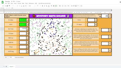 Halloween - Measurement -5th Grade- Digital Math Activity - Pixel Art