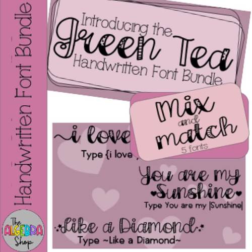 Green Tea Font Bundle by The Algebra Shop | TPT