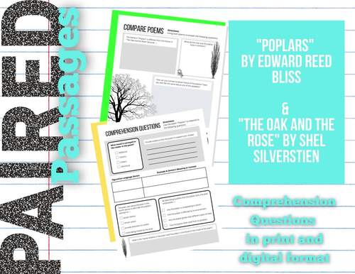Poetry Paired Passages Worksheet: Print & Digital by GoEnglish | TPT