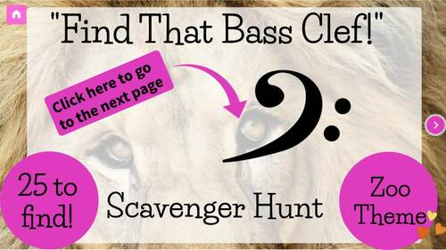 Bass Clef Digital Scavenger Hunt- Zoo Animal Themed- Online Music Game