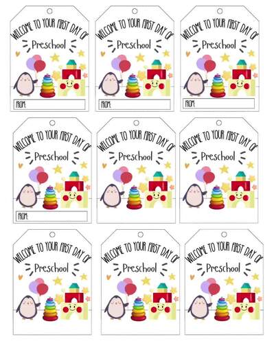 Preschool First Day Gift Tags Welcome to Preschool Treat Bag Tags ...