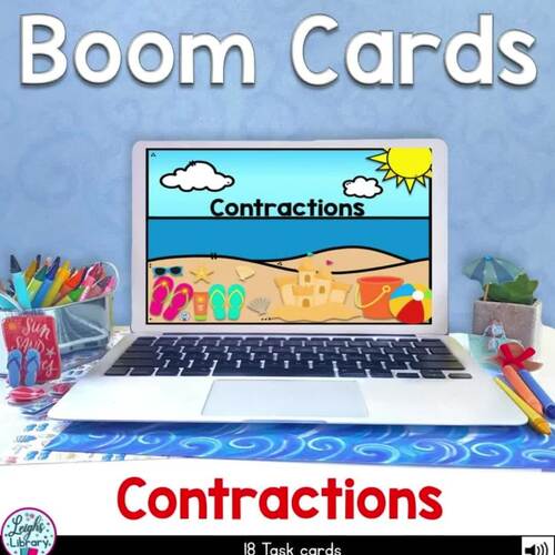 Boom Cards™ Contractions at the Beach by Leigh's Library | TPT