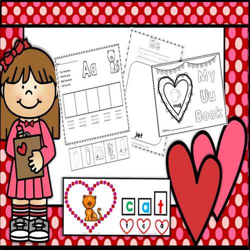 Valentine's Day CVC Words Activities & Worksheets | February CVC Words