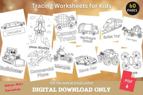 Transportation Tracing & Coloring Pages | 60 Fun Vehicle Worksheets for ...