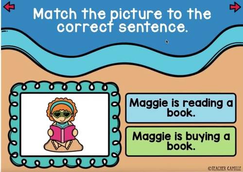 Picture to Sentence Matching: Summer Edition - BOOM Cards™ for Distance ...