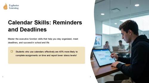 Calendar Skills: Reminders and Deadlines Lesson Grades 4-12 PPTX Slides