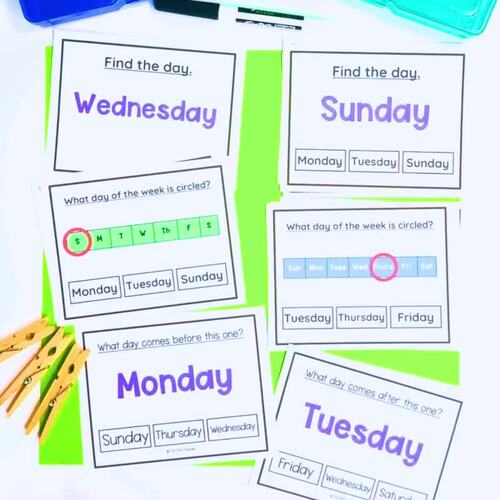 Morning Meeting Days of the Week Calendar Skills Task Cards Special ...