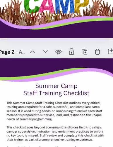 Training and Orientation Checklist for Summer Camp Staff by Admin 4 You