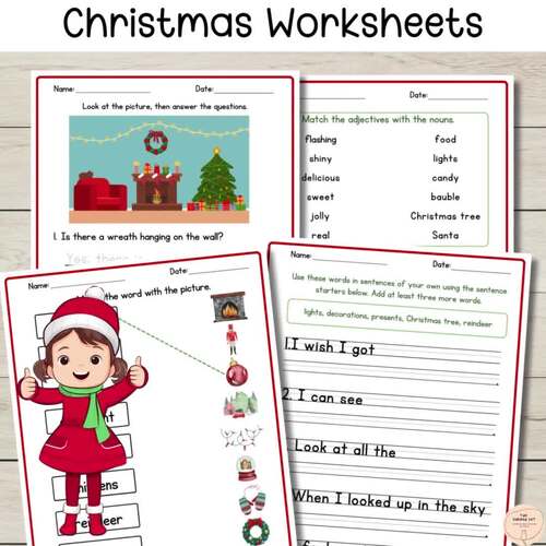 Christmas Printable, Classroom Literacy Pack, Reading, Vocabulary, Writing