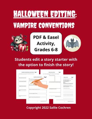 Halloween Editing Story Starter: Vampire Conventions PDF + Easel ...