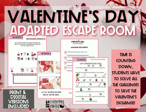 February | Valentines Day Escape Room | Special Education | Hearts Digital