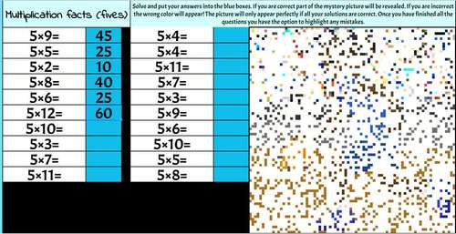 Multiplication Facts (5s) Magic Moving Pixel Art Mystery Picture