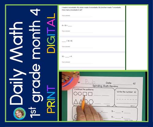 1st Grade Daily Math Spiral Review Warm Up Morning Work Print & Digital ...