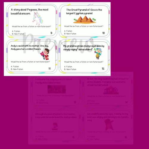 Fiction vs. Non-Fiction Task Cards | Reading Comprehension Practice
