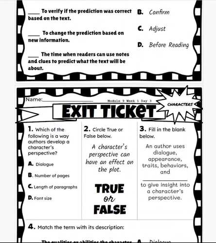 HMH Into Reading Lesson Exit Tickets - Fifth Grade - Module 9 Week 1