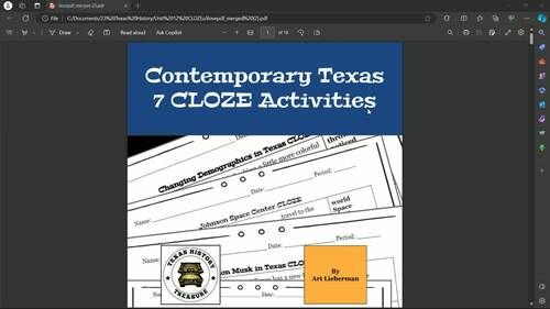 Contemporary Texas - 7 CLOZE Activities | 7th Grade | Texas History ...