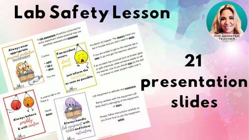 Science lab safety lesson worksheet slides and contract for middle school