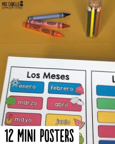 Mini Posters in Spanish Set 1 by Mrs Cabello Spanish Class | TpT